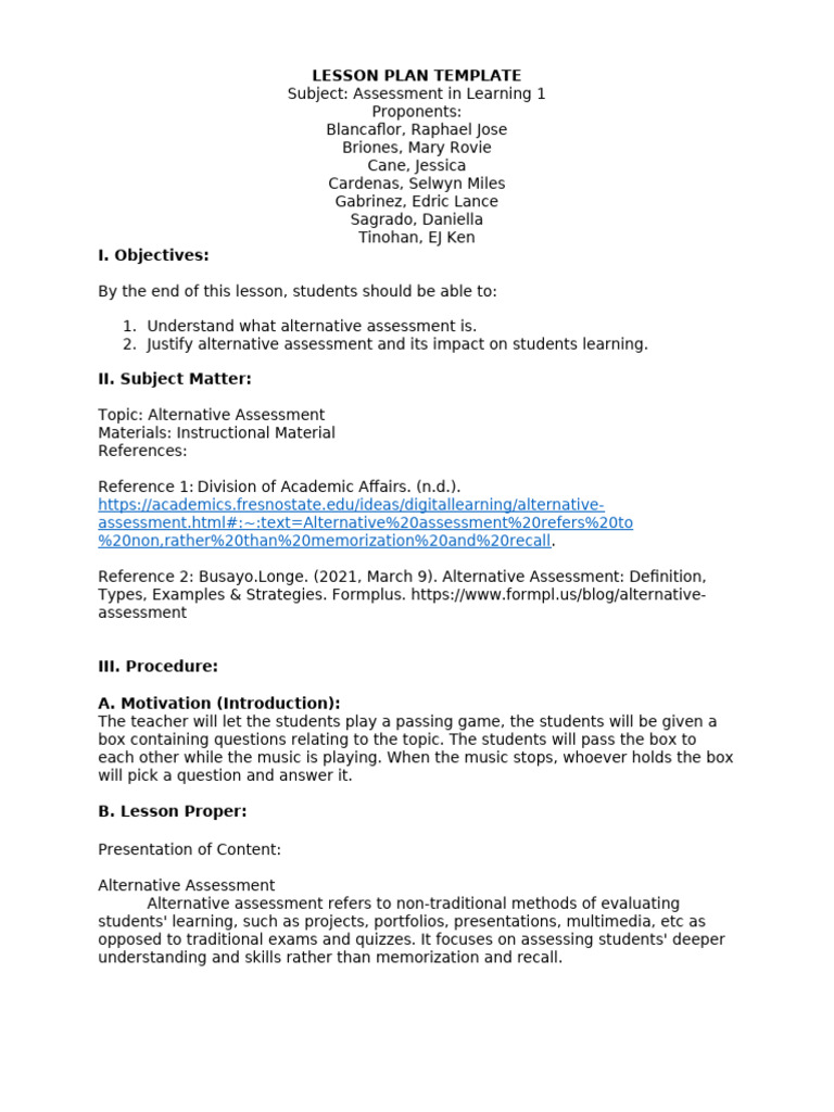 Group 3 Semi Detailed Lesson Plan | PDF | Educational Assessment | Learning