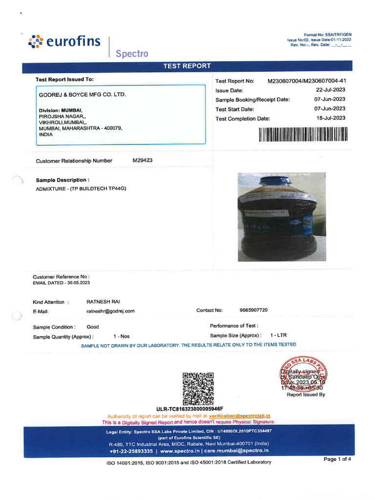 Admixture MTC 18-07-2023 | PDF