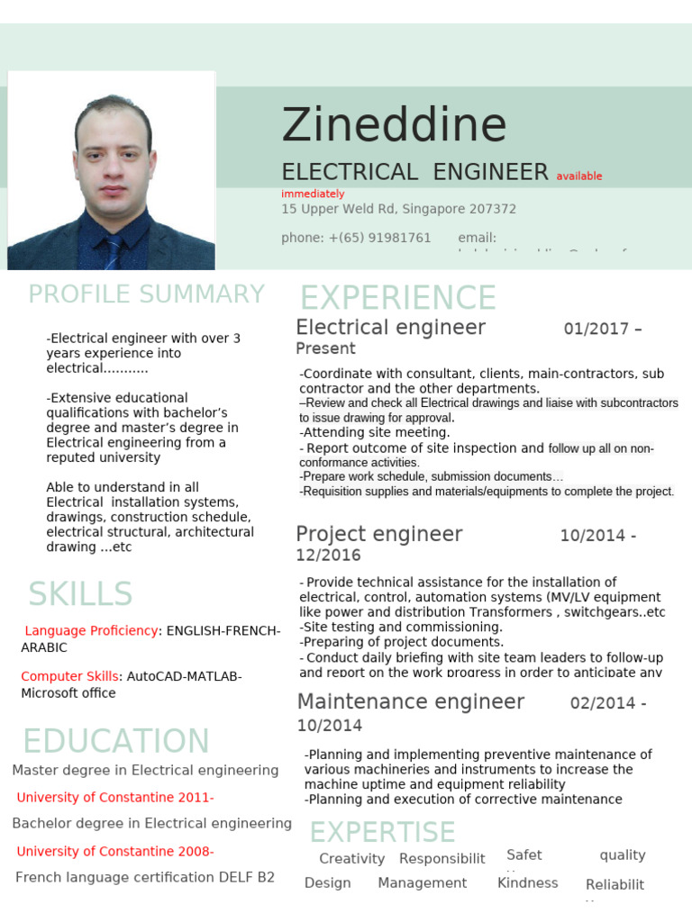 zineddine--CV- | PDF | Electrical Engineering | Engineering
