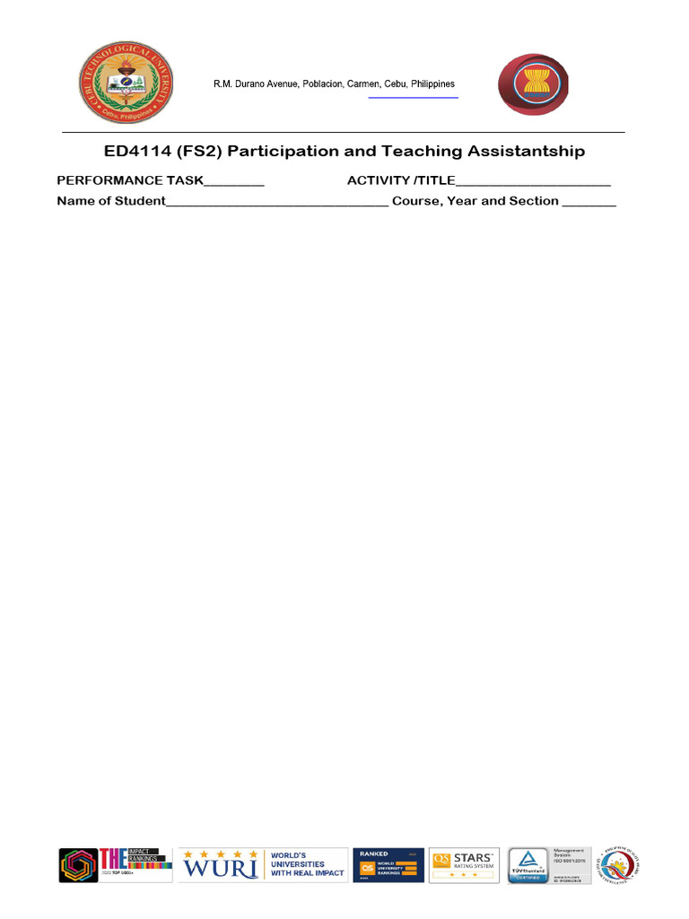 Performance Task Form | PDF
