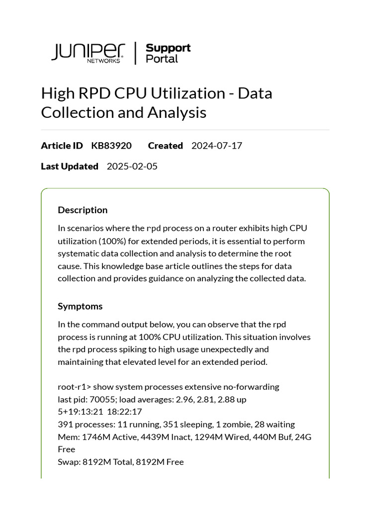 High RPD CPU Utilization Analysis | PDF | Computer Networking | Information Technology