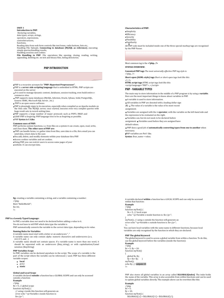 unit1 wt | PDF | Php | Control Flow