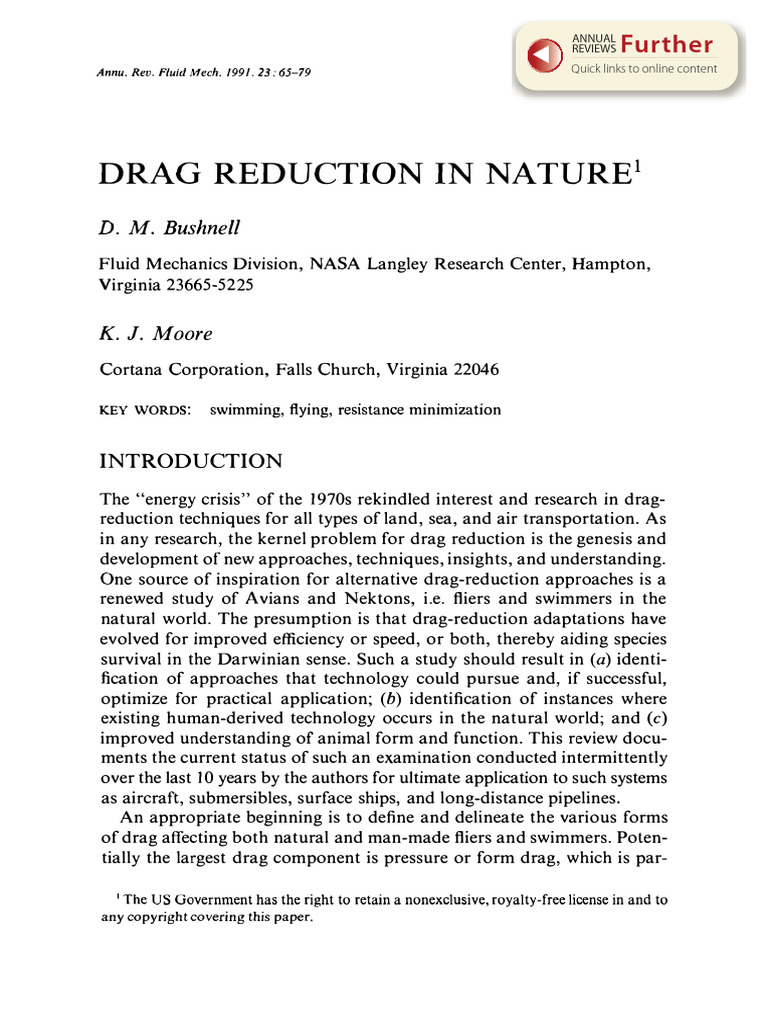 Drag Reduction in Nature | PDF | Drag (Physics) | Fluid Dynamics