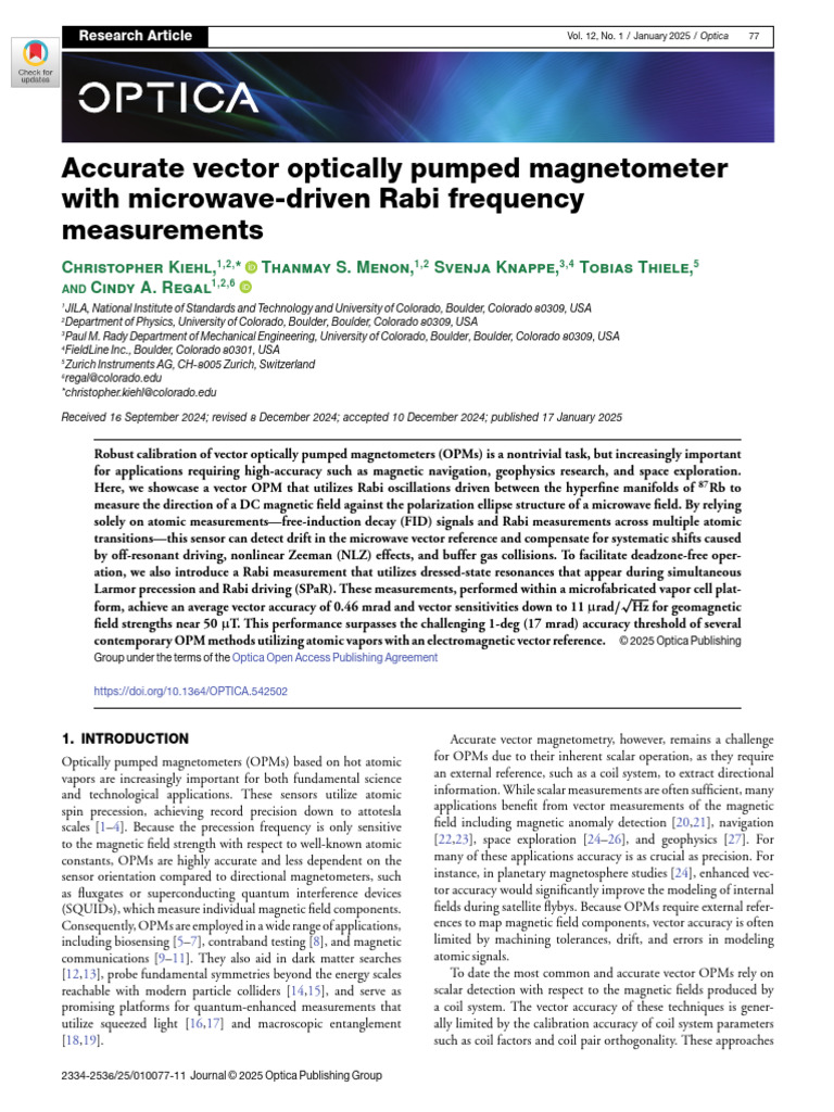 (期刊文章) - Kiehl - 2025 - Accurate Vector Optically Pumped Magnetometer With Microwave-driven Rabi ...