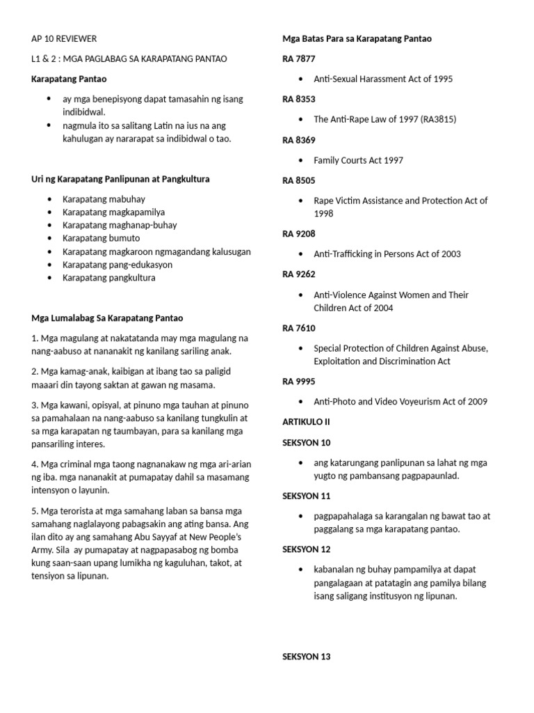 Ap 10 Reviewer Pdf