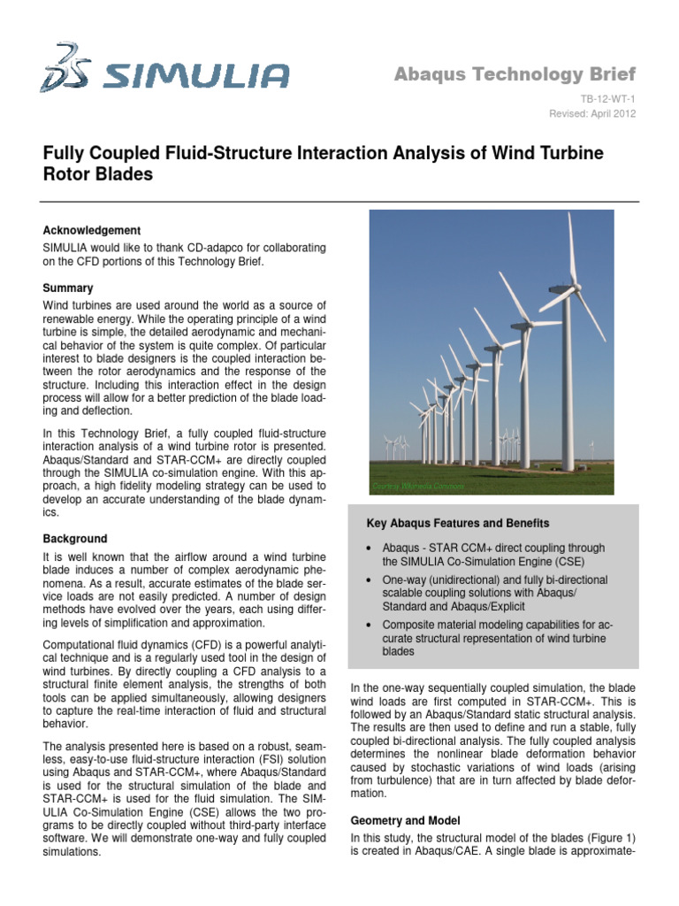 En Coupled Fluid Structure Interaction Analysis Wind Turbine 12 | PDF | Computational Fluid ...