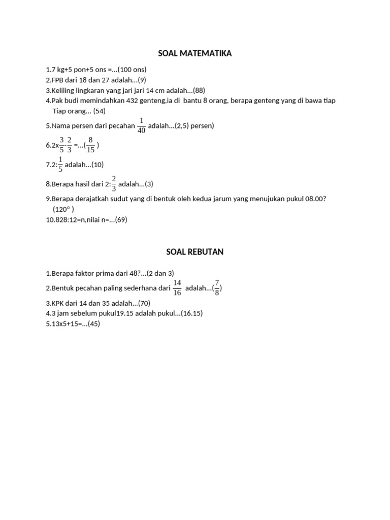 Soal Matematika | PDF
