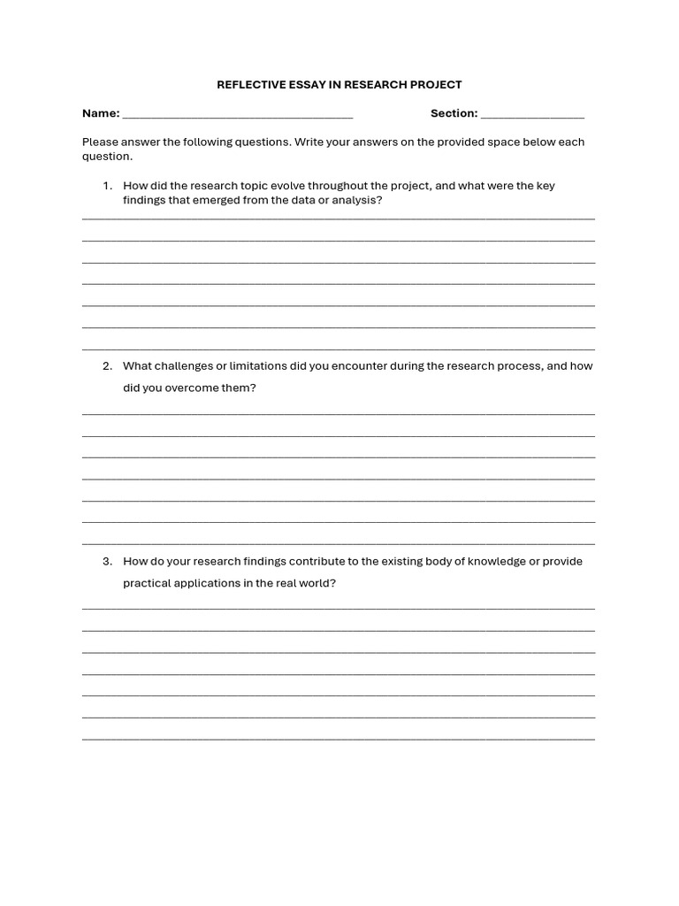 Reflective Essay in Research Project 1 | PDF | Methodology | Inquiry
