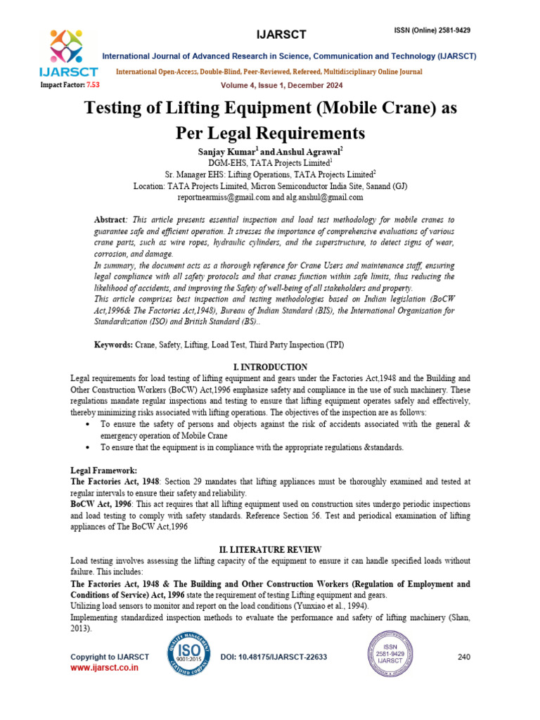 Load Testing Compliance for Mobile Cranes | PDF | Crane (Machine) | Safety