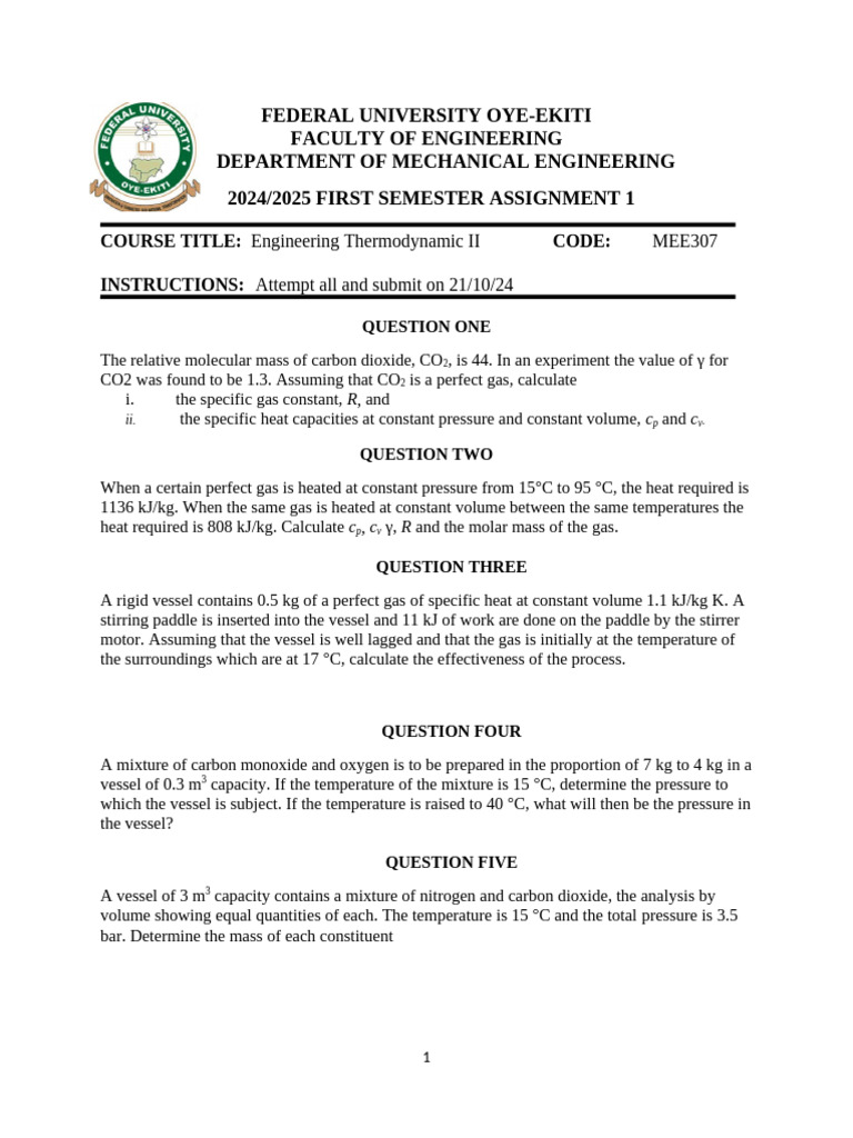 Mee 307 Assignment | PDF