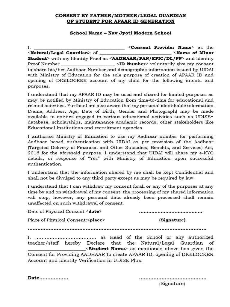 Consent Form APAAR Modified Approved | PDF | Justice | Crime & Violence