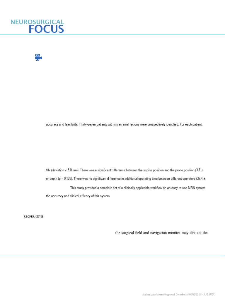 Neurosurg Focus Article PE22 | PDF | Holography | Neurosurgery