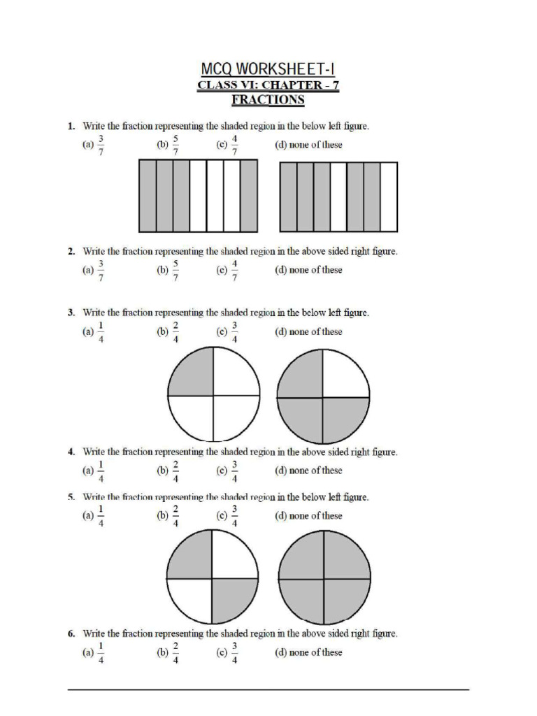 Fractions Class VI | PDF