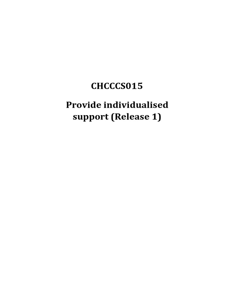 CHCCCS015 - Provide Individualised Support | PDF | Risk | Caregiver