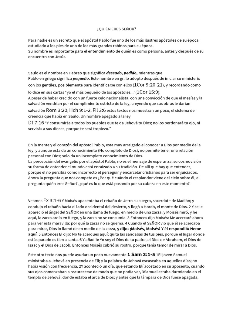 Quien Eres Señor | PDF | Pablo el apóstol | Moisés