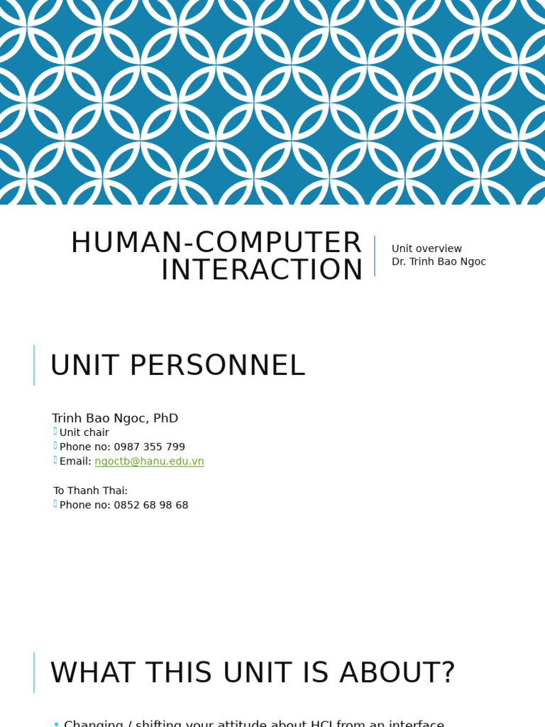 Week 01 Unit Overview 2025 | PDF | Human–Computer Interaction | Usability