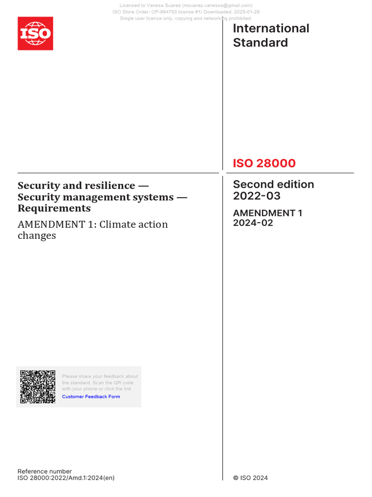 ISO 28000:2022 Climate Action Amendment | PDF | International ...