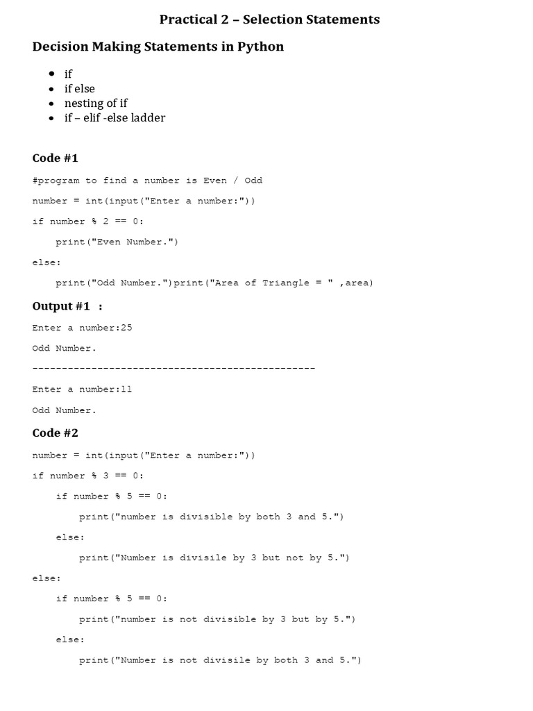 Python Decision Making Statements | PDF