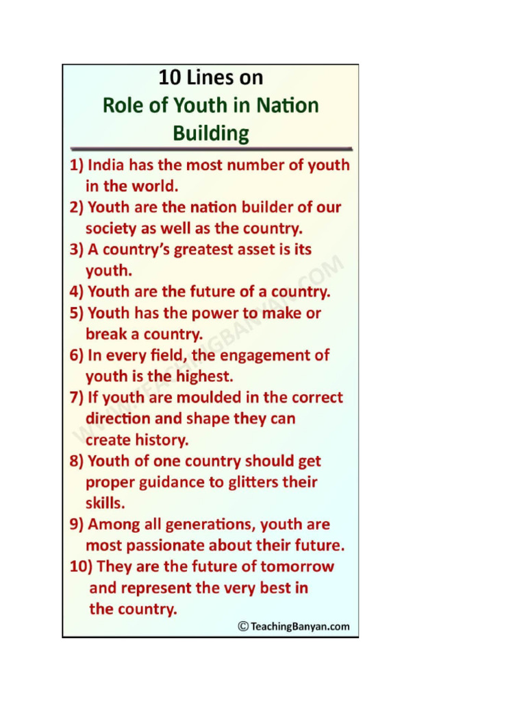 Role of youth in Nation building | PDF