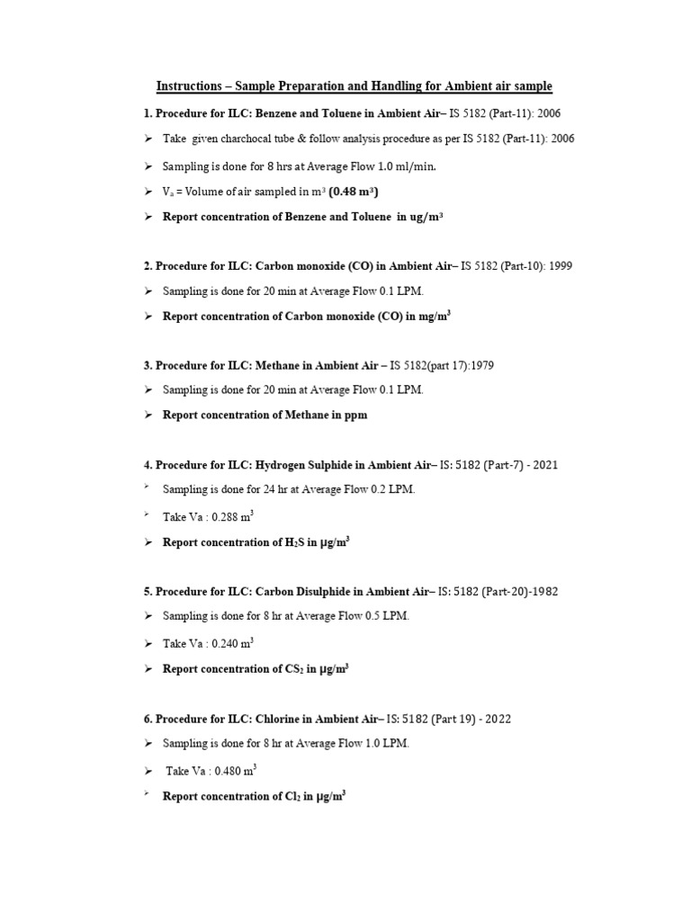 Ambient Air & Stack Gas Sampling Procedures | PDF