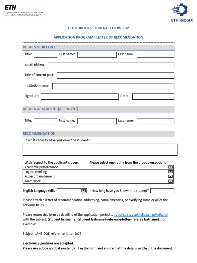 ETH-RSF - RecommendationLetter-Form (1) Edited | PDF