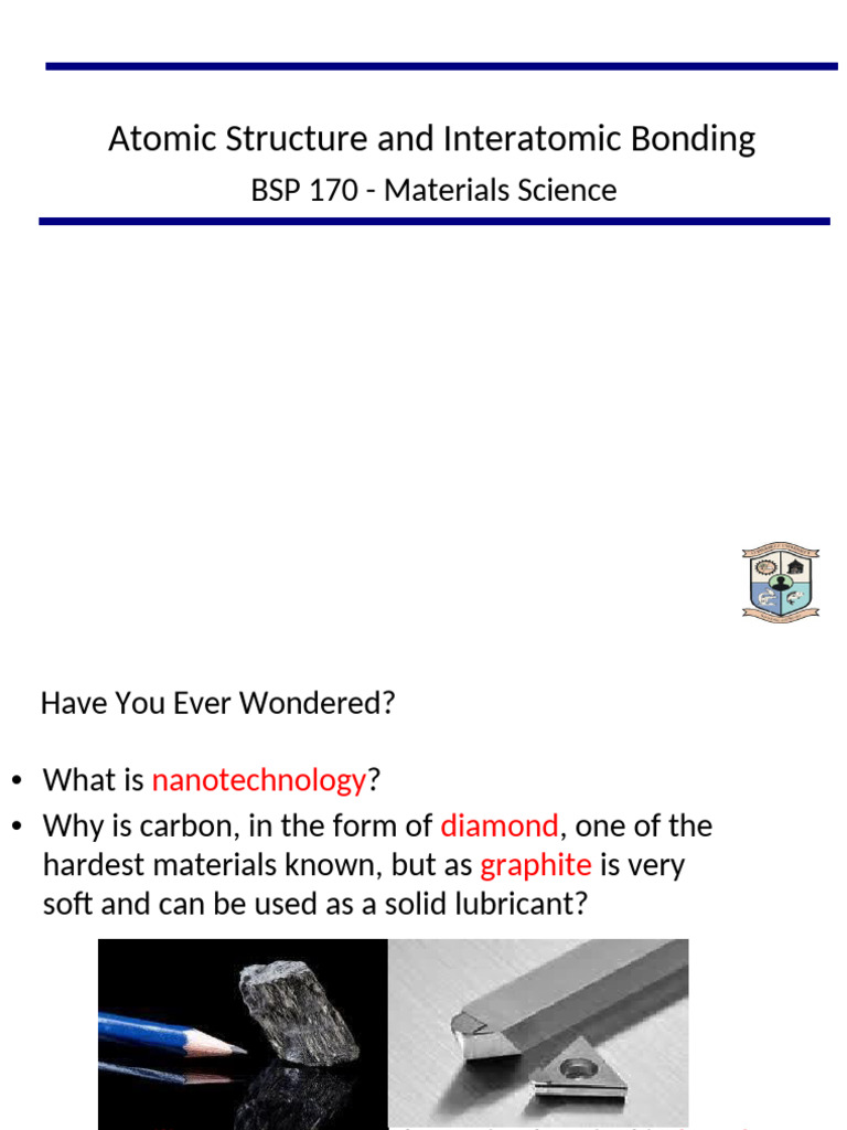 Atomic Structure & Bonding Guide | PDF | Chemical Bond | Atoms