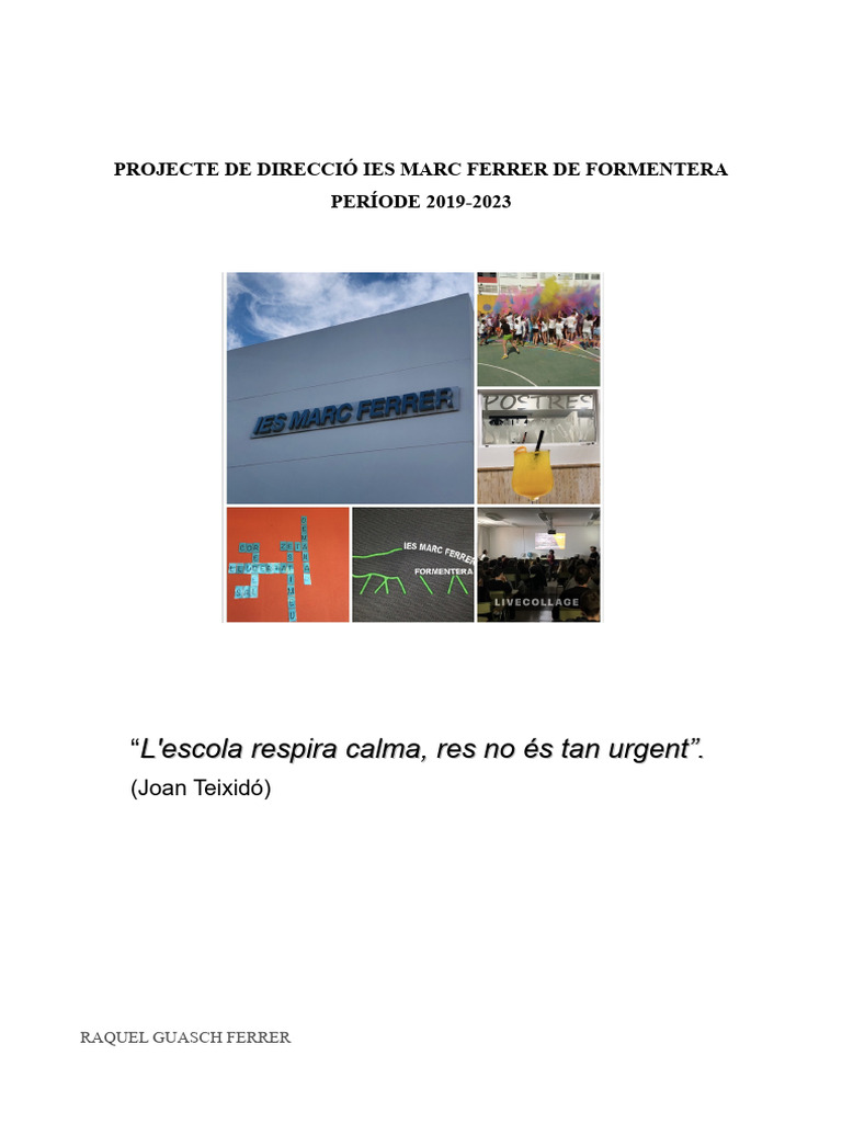 07007802_projecte direccio Raquel Guasch Ferrer-2019-2023 | PDF