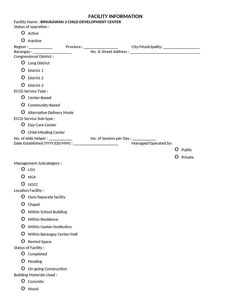 FACILITY INFORMATION | PDF | Wash | Hand Washing