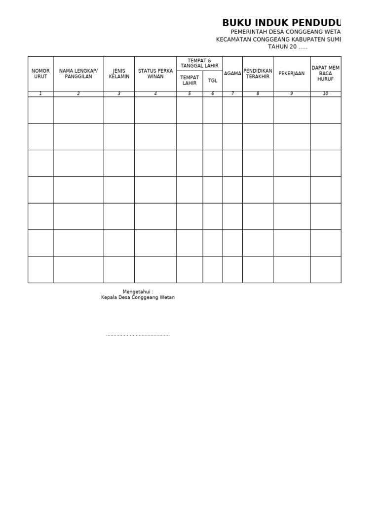 Buku Induk Penduduk | PDF
