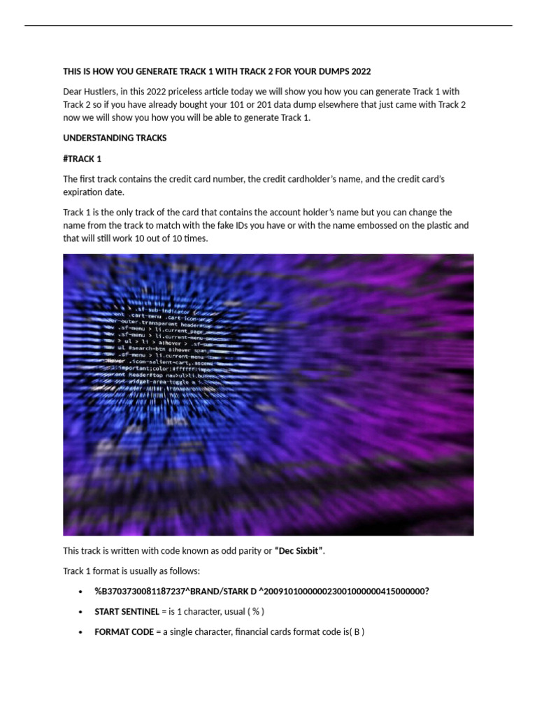 This Is How You Generate Track 1 With Track 2 For Your Dumps 2022 | PDF ...