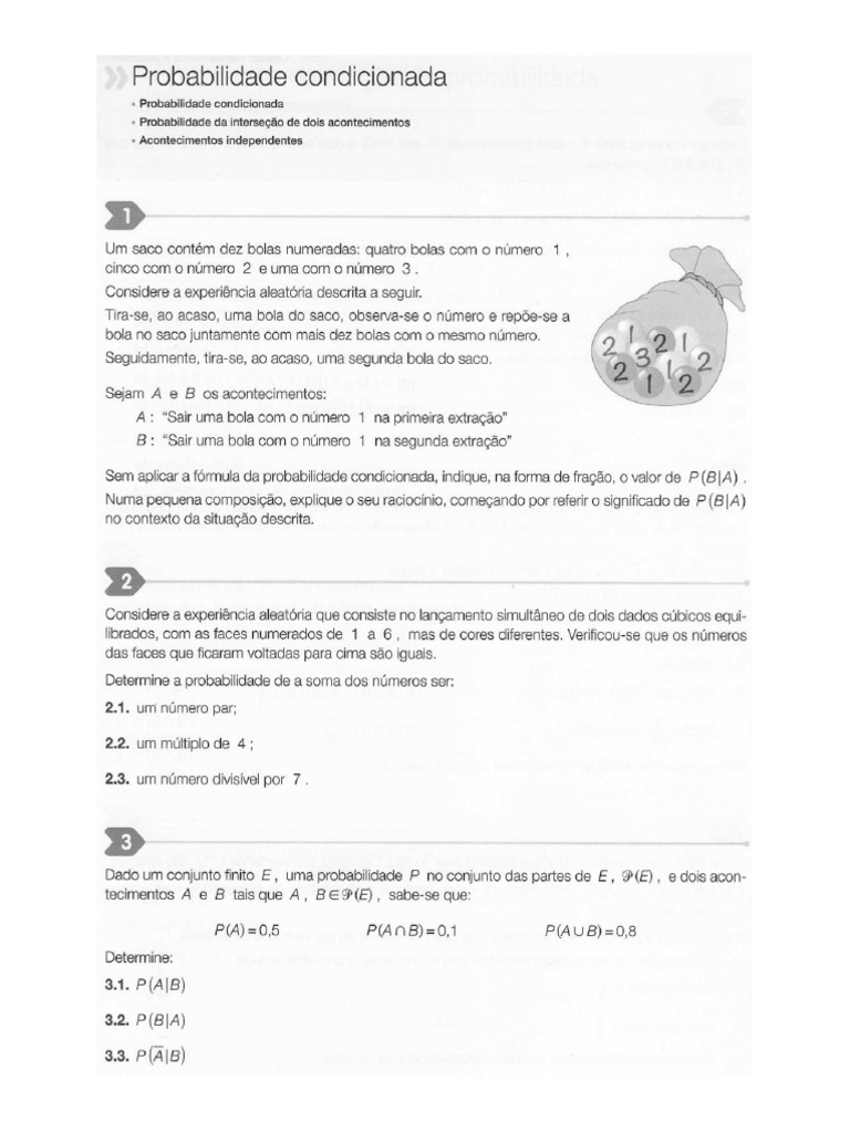 Probabilidade Condicionada - Exercícios Extra (1) | PDF