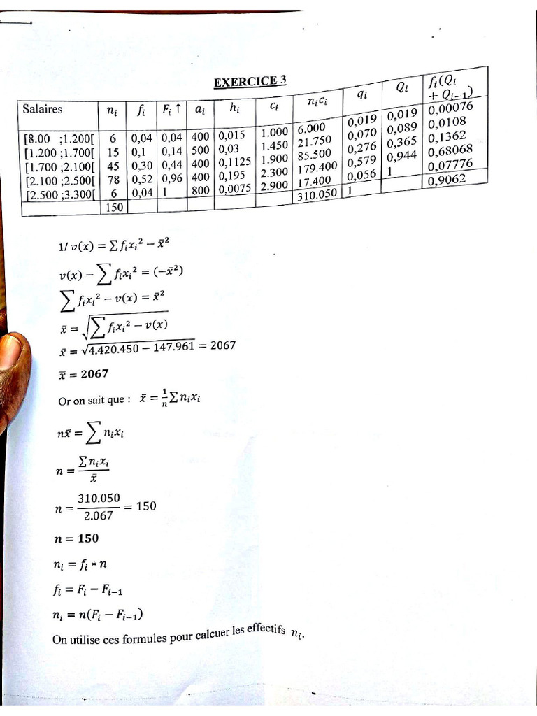 Exercice N°3 Statistique | PDF