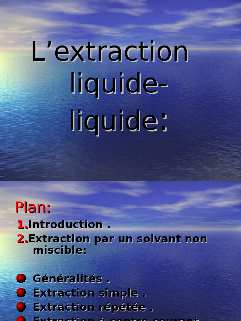 Extraction Liquide-Liquide | PDF | Solvant | Équilibre chimique