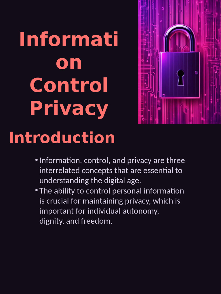 Information, Control, Privacy | PDF | Privacy | Information
