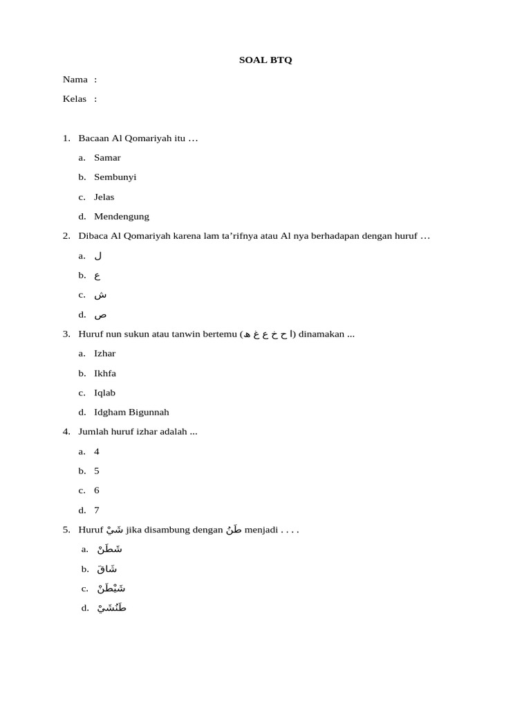 soal BTQ 2 | PDF
