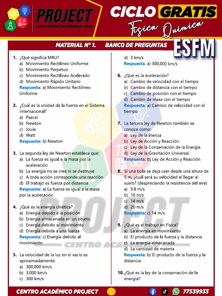 Banco de Preguntas Fisica Quimica | PDF