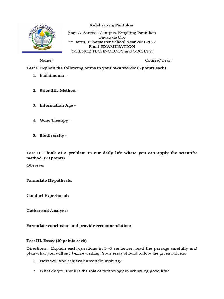 STS Final Assessment | PDF