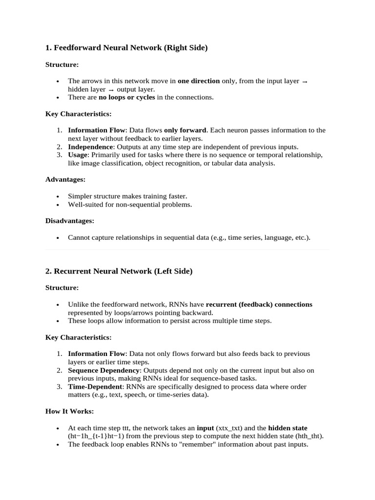 Neural Networks: Feedforward vs. RNN | PDF
