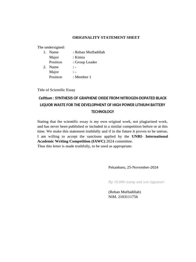 ORIGINALITY STATEMENT SHEET | PDF