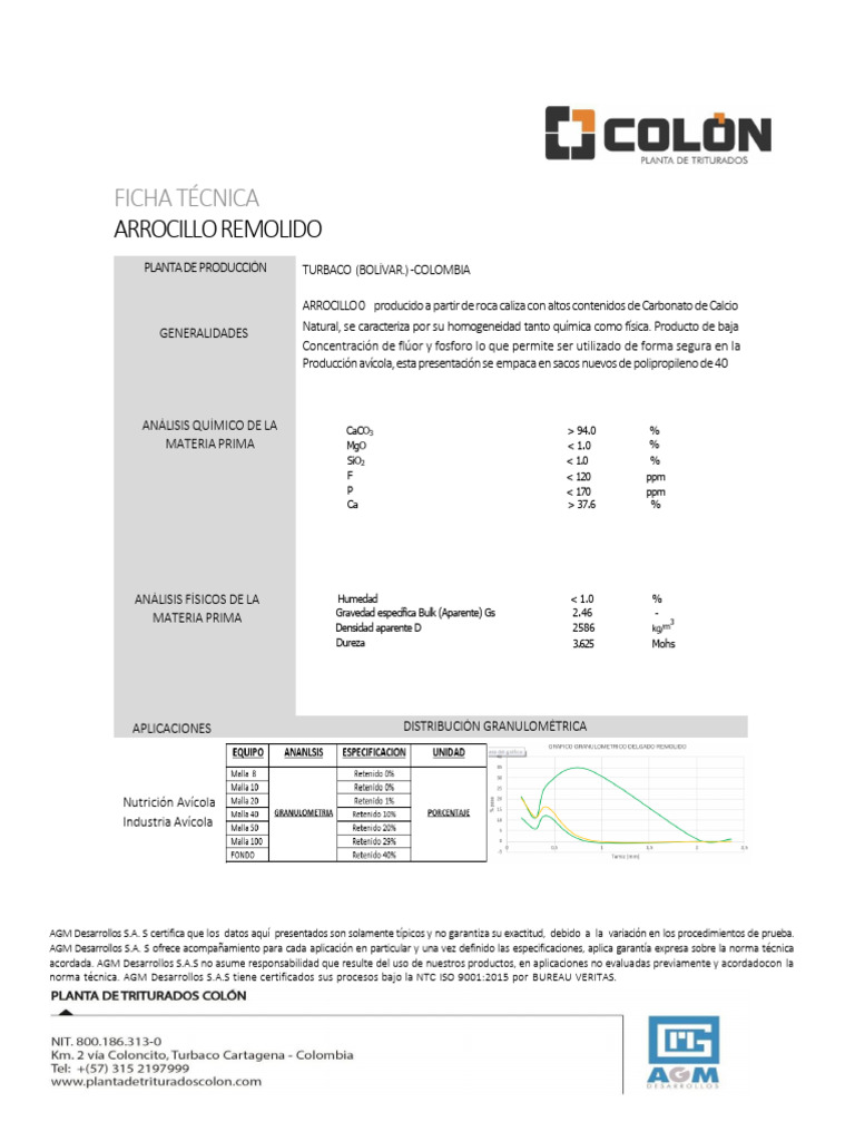 Arrocillo 0: Carbonato de Calcio Avícola | PDF | Química | Sustancias ...