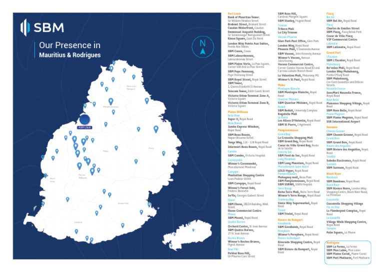 SBM Branch Locations in Mauritius | PDF | Mauritius