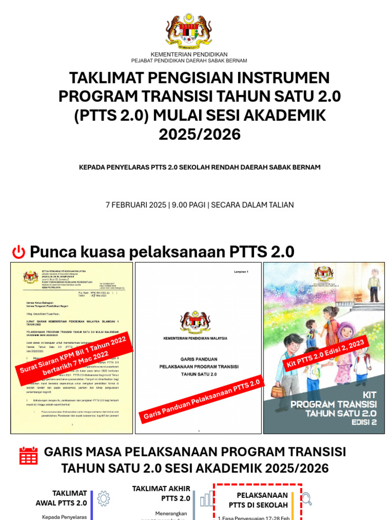 Taklimat Pengisian Instrumen PTTS 2.0 Kepada Penyelaras PTTS 2.0 Sekolah Daerah Sabak Bernam ...
