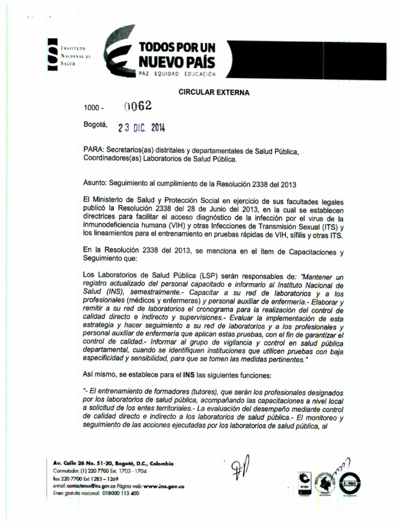 CIRCULAR 0062 DE 2014 | PDF