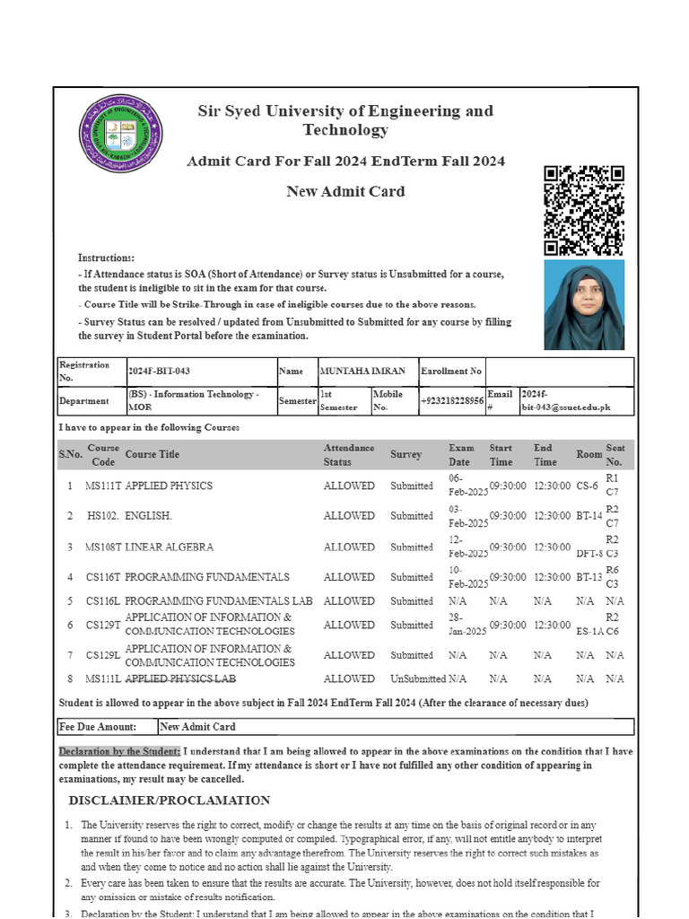 Admit Card | PDF