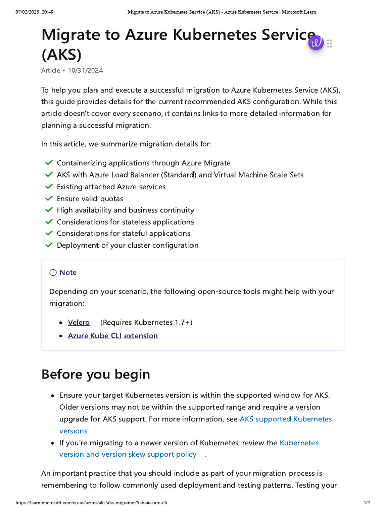 Migrate To Azure Kubernetes Service (AKS) - Azure Kubernetes Service ...