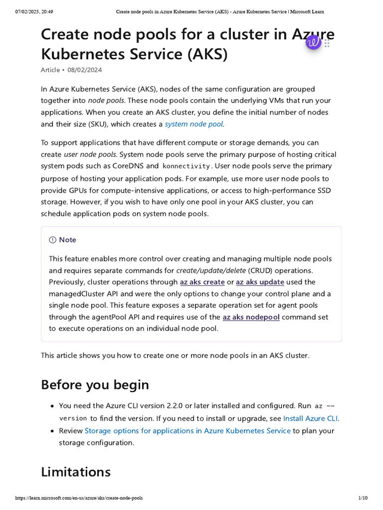 Create Node Pools In Azure Kubernetes Service Aks Azure Kubernetes Service Microsoft Learn