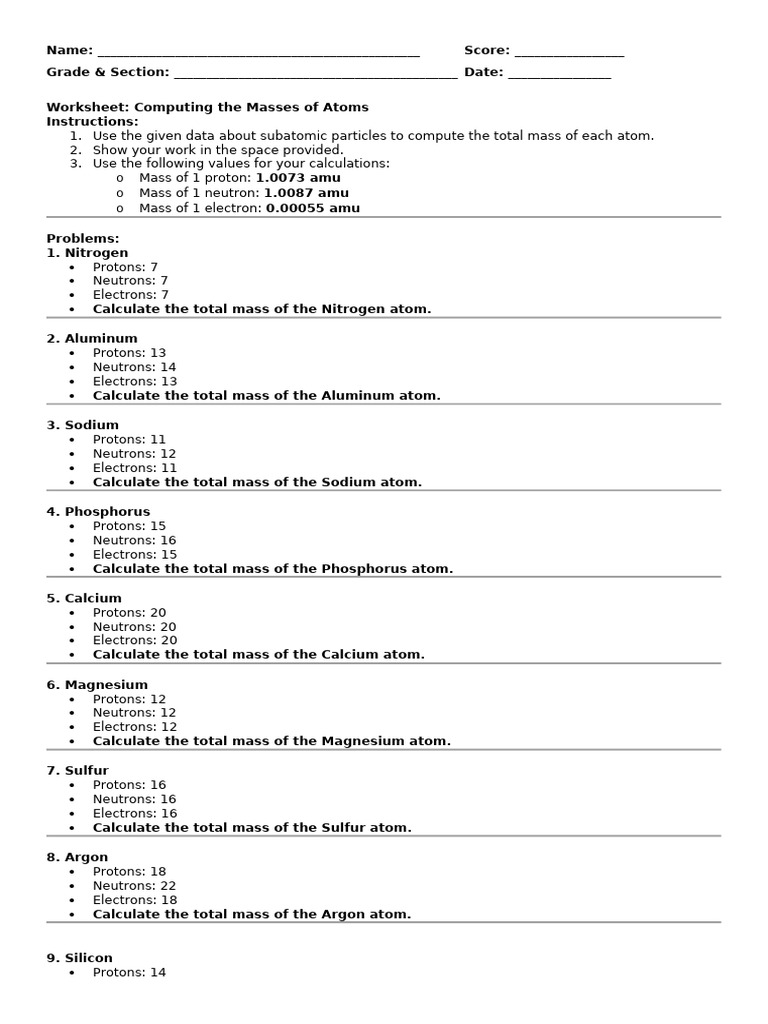 Computation of Masses Subatomic Particles | PDF