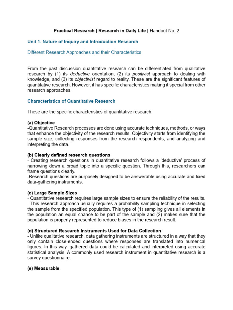 Practical Research Class Note 2 | PDF | Quantitative Research | Qualitative Research
