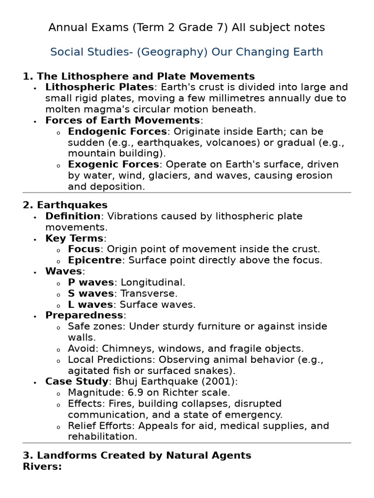 Grade 7 Geography Exam Notes: Earth & Environment | PDF | Respiratory ...