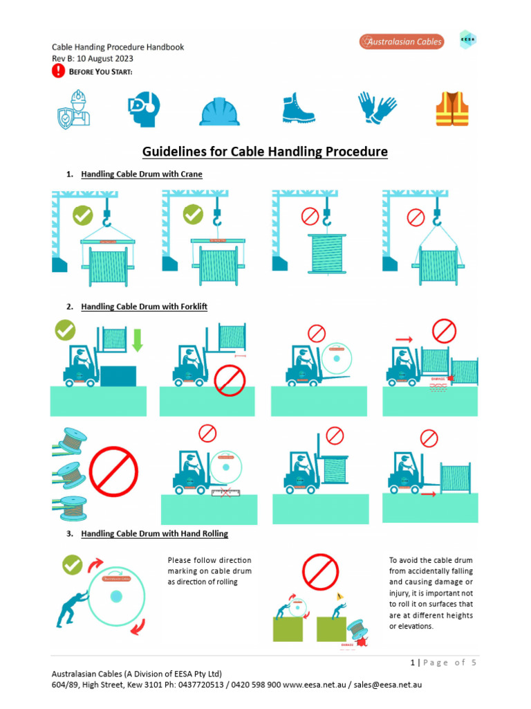 EESA Cable Handling Procedure For Non Supplier 10aug23 RevB | PDF | Cargo | Freight Transport